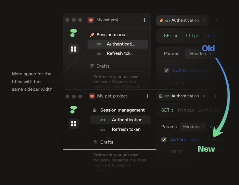 Changelog #0026 — 💇‍♀️️ UI refresh, IDE-like features, enhanced variable system – HTTPie blog