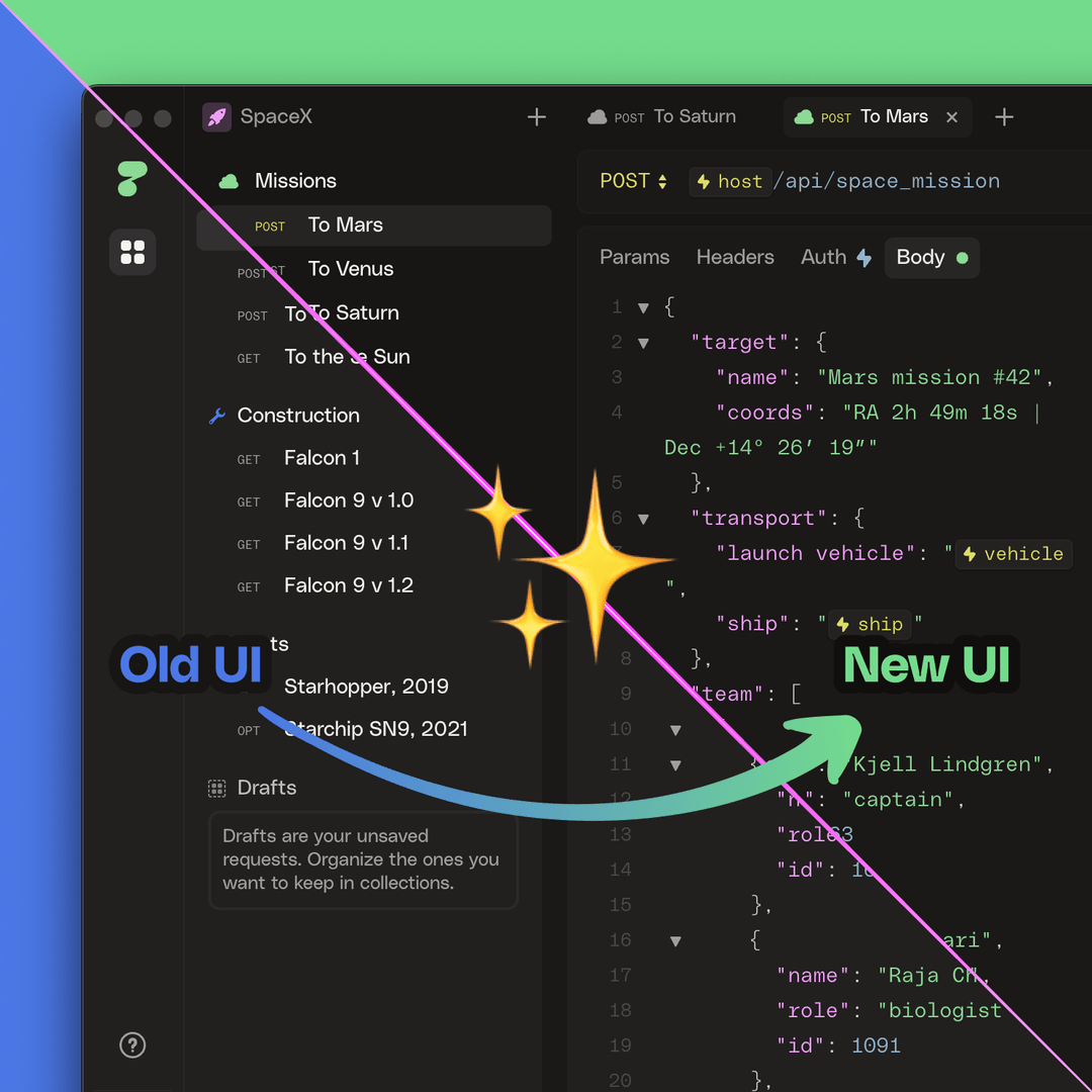 Changelog #0026 — 💇‍♀️️ UI refresh, IDE-like features, enhanced variable system – HTTPie blog